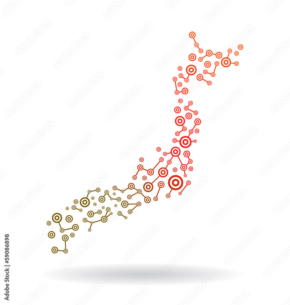 Japan Connection Map Stock Vector | Adobe Stock