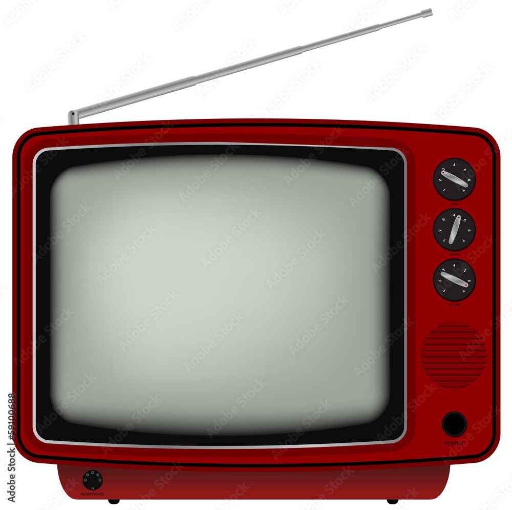 Red Retro TV Stock Vector | Adobe Stock
