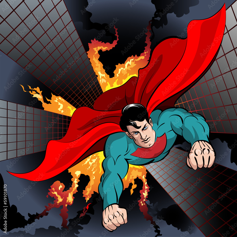 Flying Superhero Stock Vector | Adobe Stock