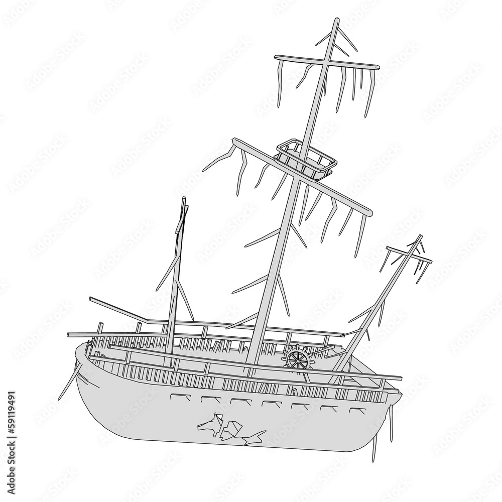 cartoon image of ship wreck Stock Illustration | Adobe Stock