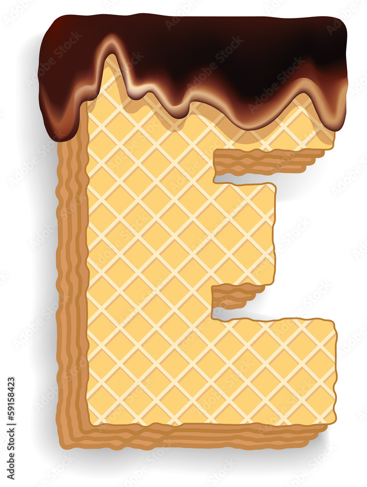 Letter E consisting of wafers with chocolate cream Stock Vector | Adobe ...