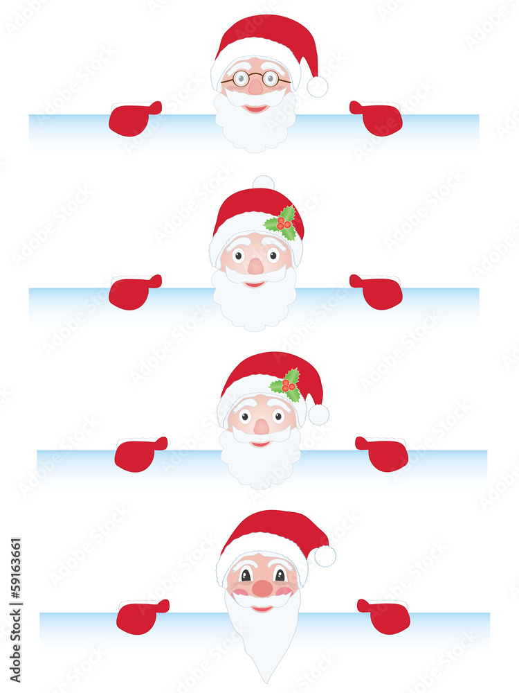 set of Santa Claus behind page illustrations Stock Vector | Adobe Stock