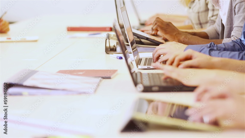 Hands of students typing with computer Stock Video | Adobe Stock
