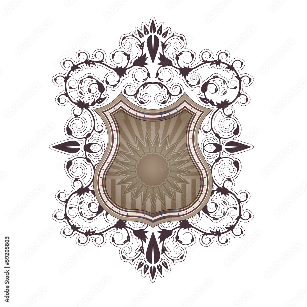 Ornate shield label design template Stock Vector | Adobe Stock