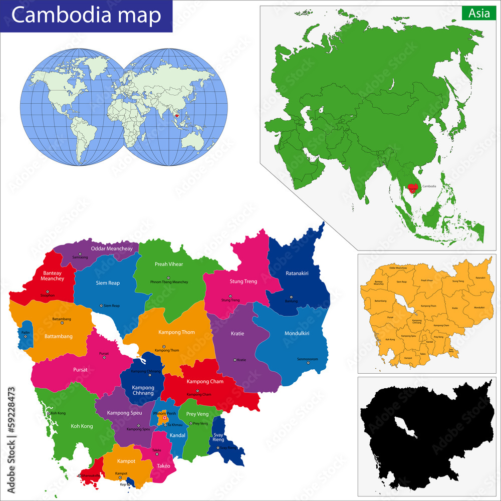 Cambodia map Stock Vector | Adobe Stock