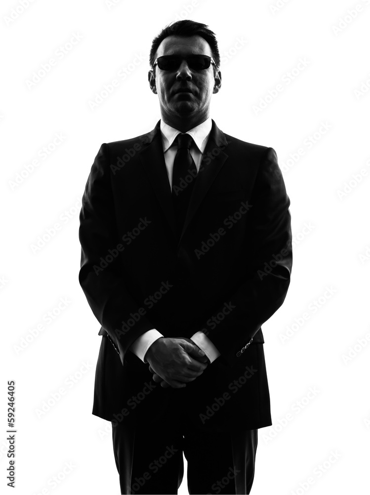 secret service security bodyguard agent man silhouette Stock Photo ...