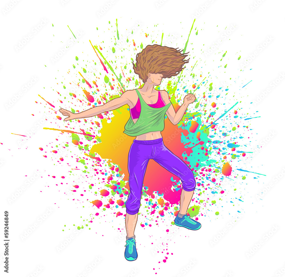 Fitness woman dancing Zumba Stock Vector | Adobe Stock