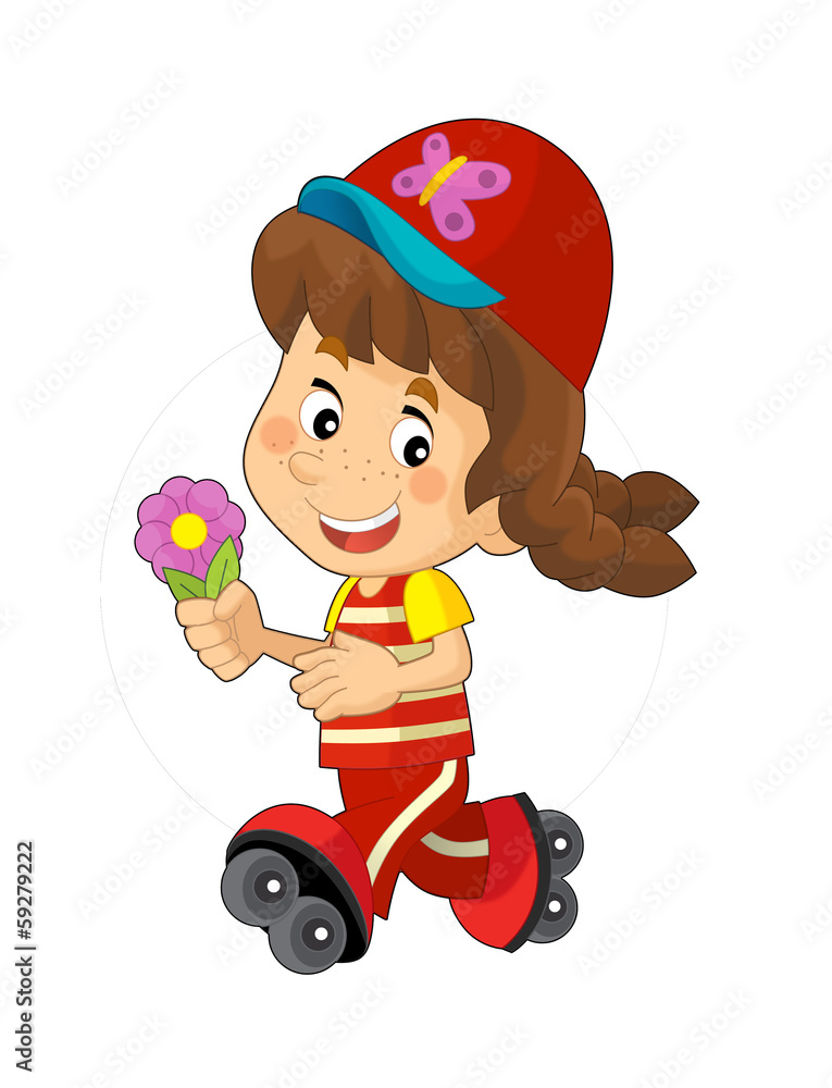 Cartoon child having fun - illustration for the children Stock ...