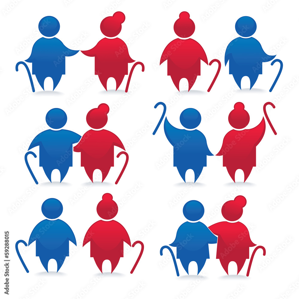 happy retirement: vector collection of old people Stock Vector | Adobe ...