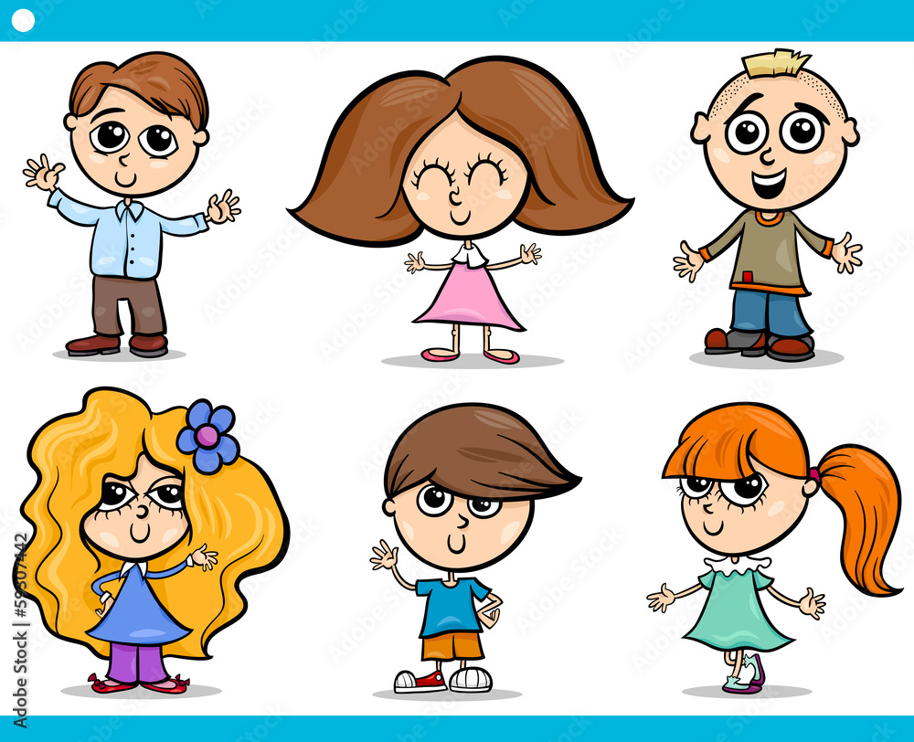 cute little children cartoon set Stock Vector | Adobe Stock
