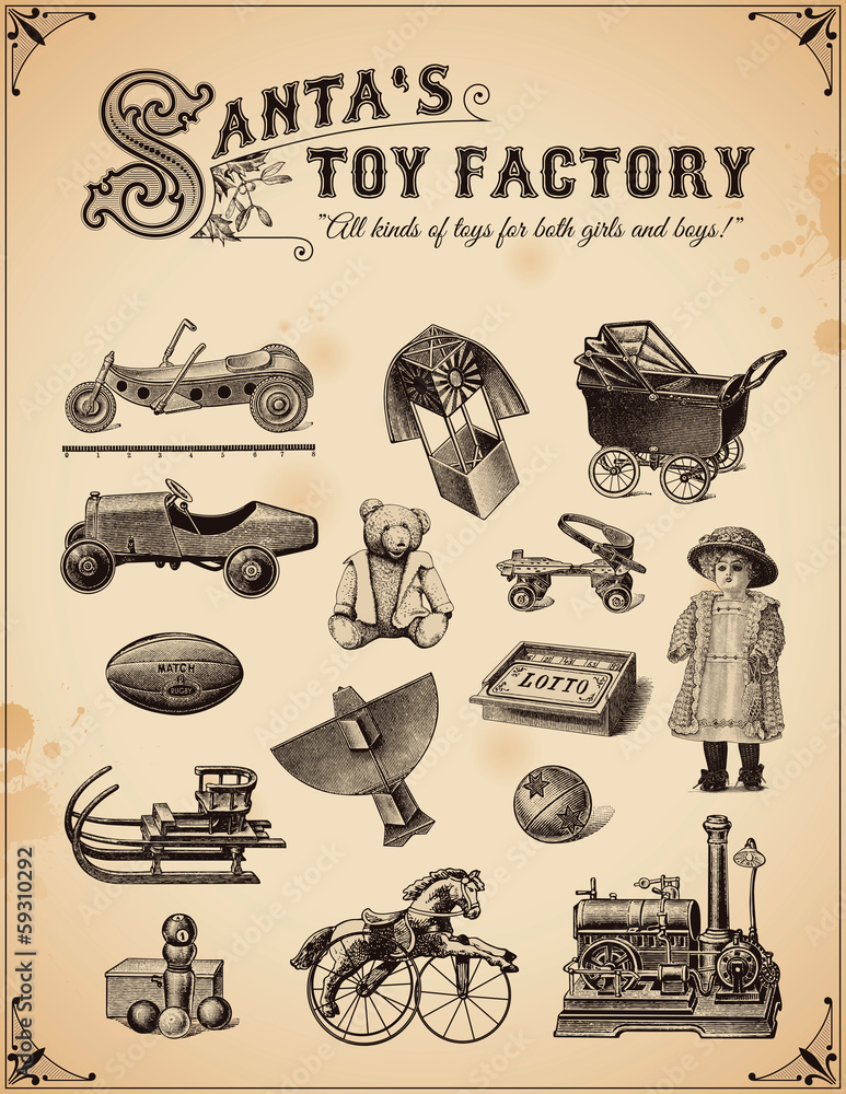 collection of vintage toys Stock Vector | Adobe Stock