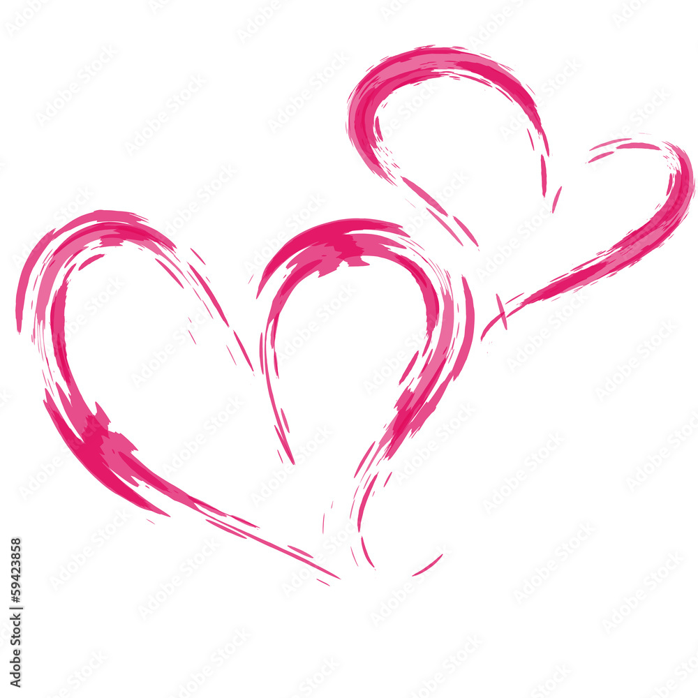 Zwei Herzen, freigestellt, Tuschezeichnung Stock Vector | Adobe Stock