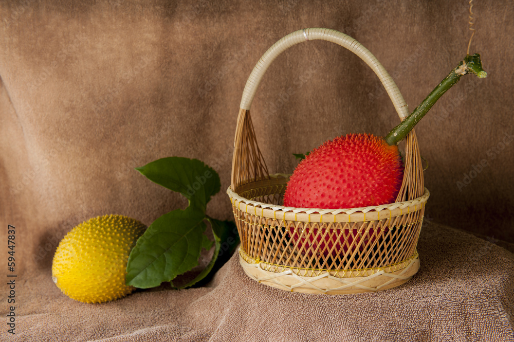 still life with Gac fruit, Baby Jackfruit, Spiny Bitter Gourd, S Stock ...