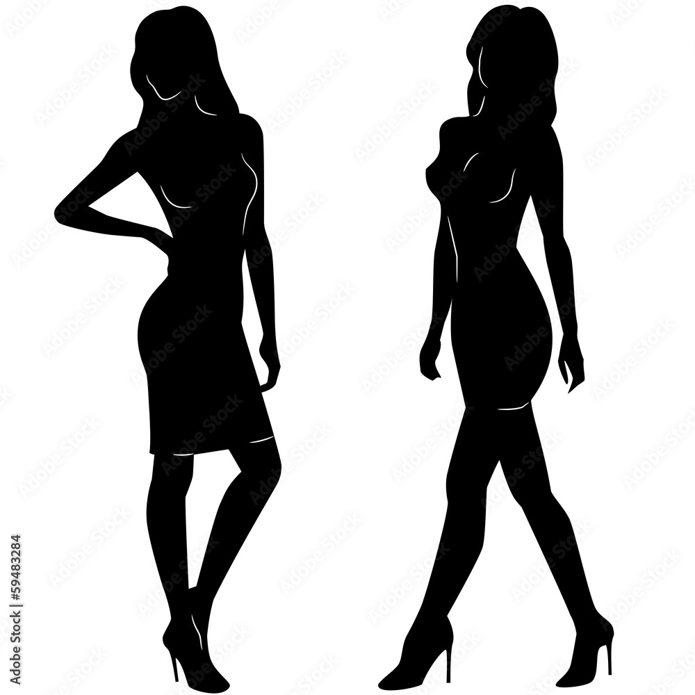 Sexy Woman Silhouettes In Short Dresses Stock Vector Adobe Stock