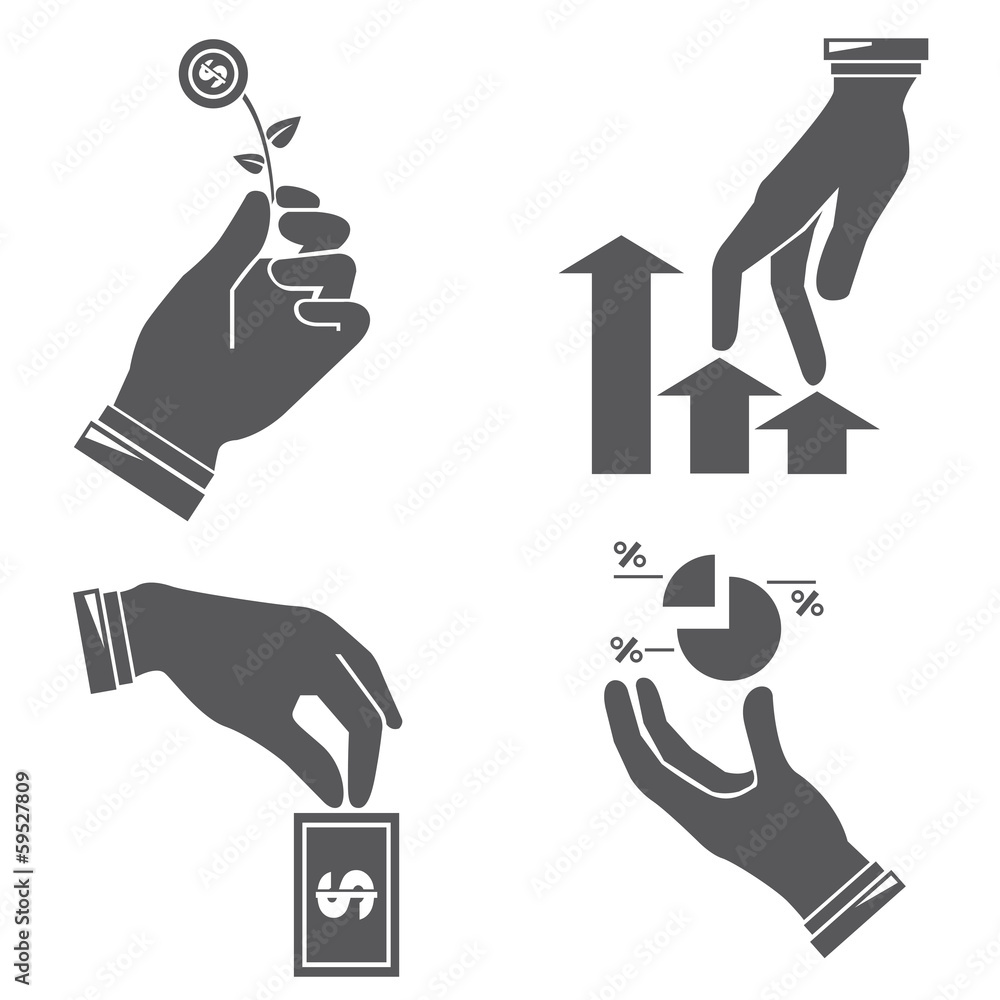 investment concept, hand sign, hand set Stock Vector | Adobe Stock