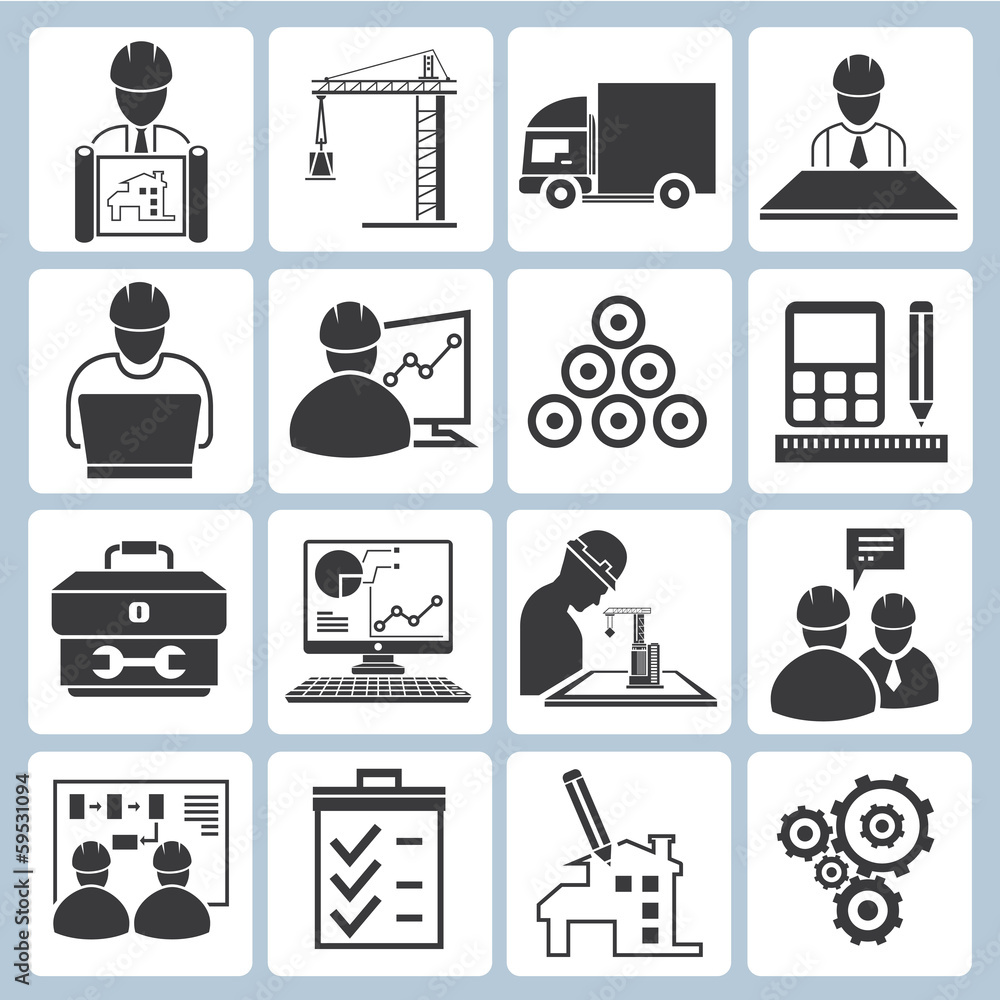 project management icons, engineering icons Stock Vector | Adobe Stock