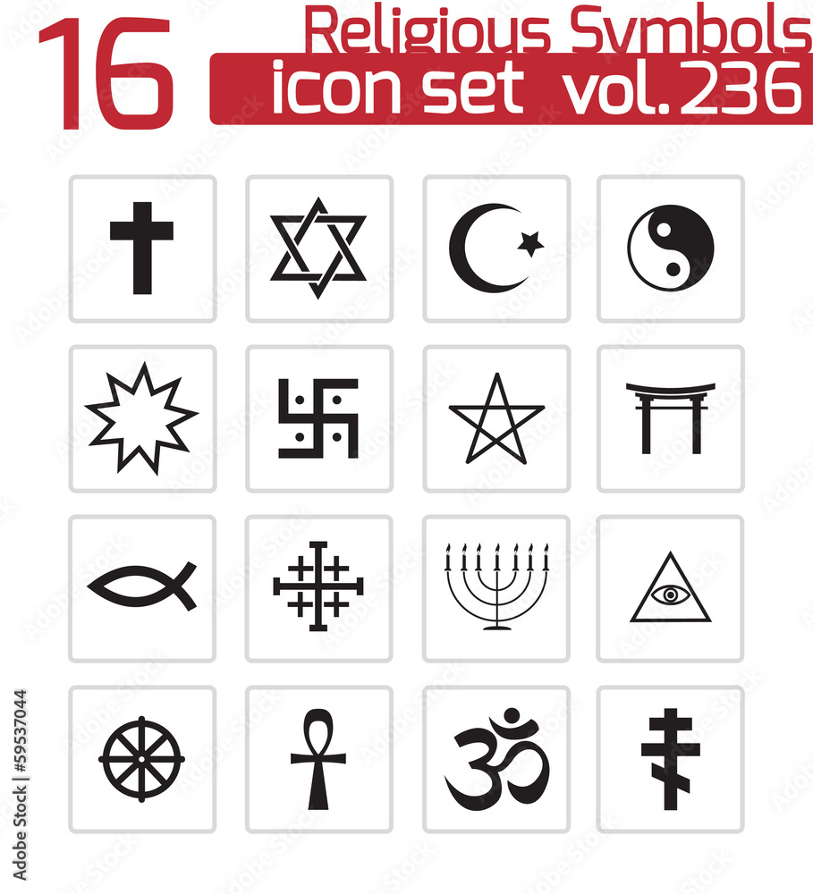 Vector black religious symbols set Stock Vector | Adobe Stock