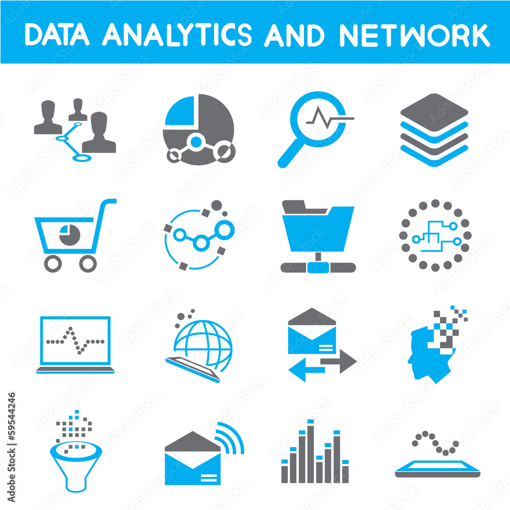 data analytic icons, blue theme Stock Vector | Adobe Stock