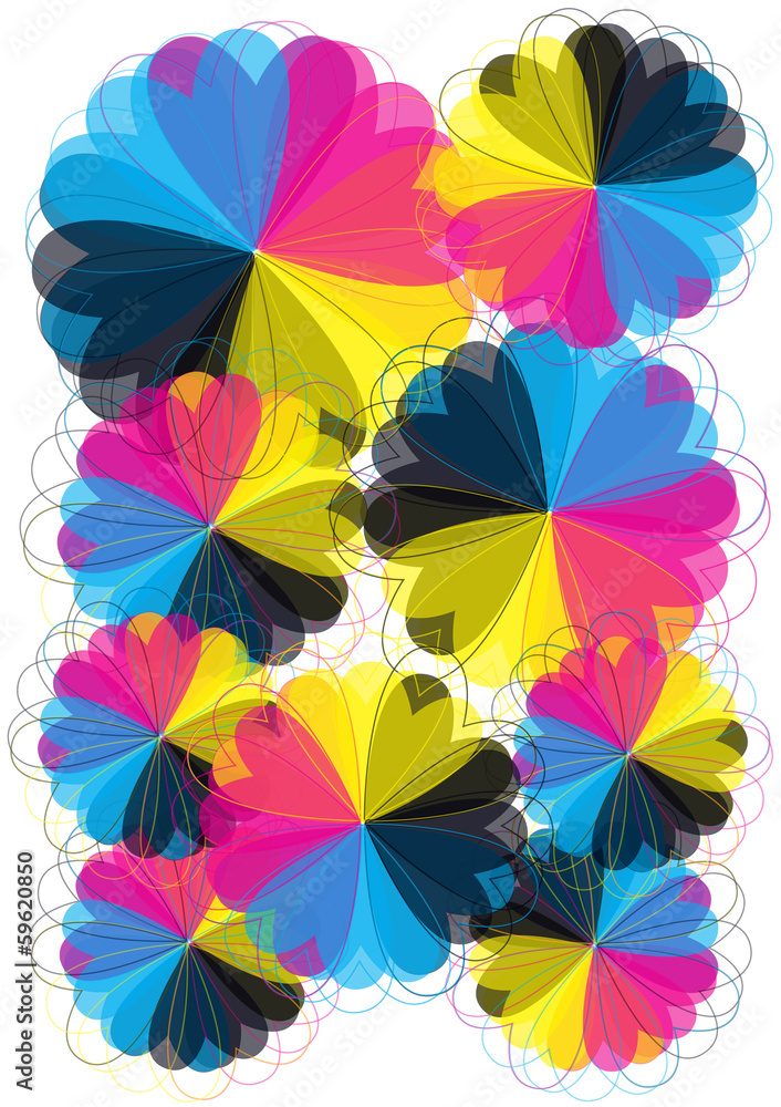 vector background with cmyk flowers Stock Vector | Adobe Stock