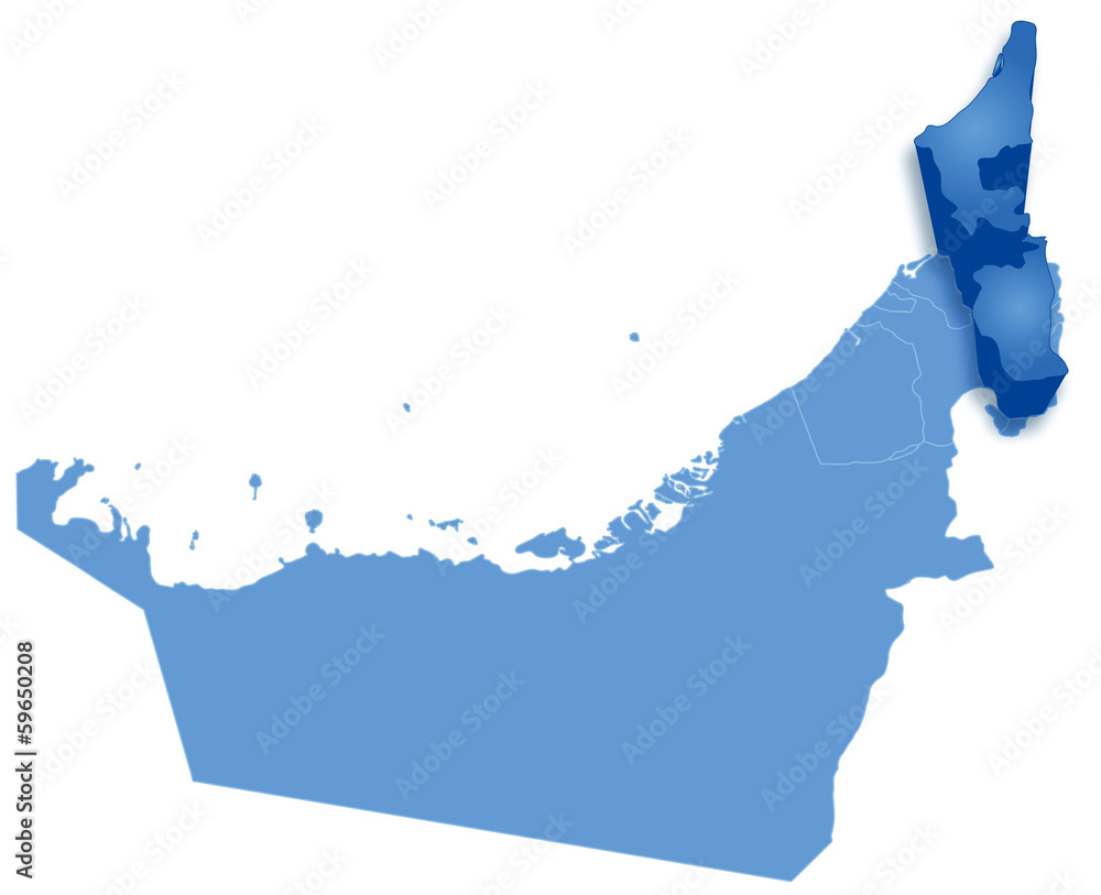 Map of United Arab Emirates where Ras al -Khaimah is pulled out Stock ...