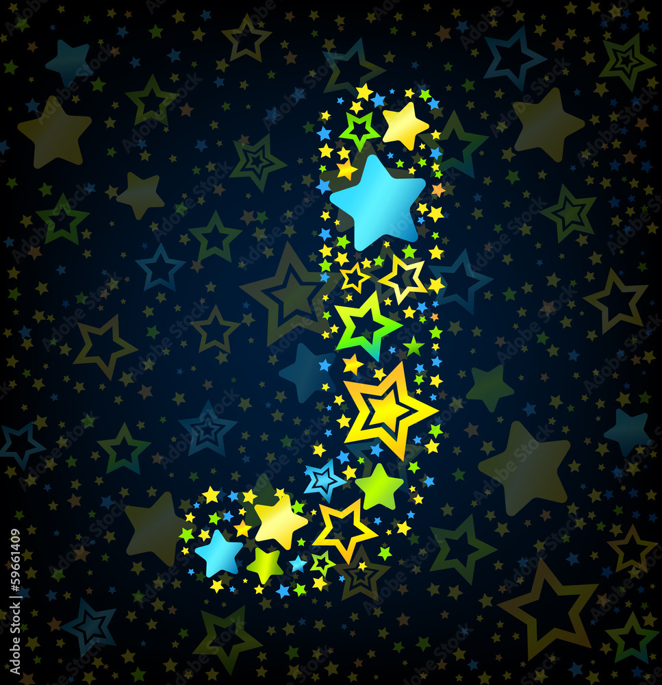 Letter J cartoon star colored Stock Vector | Adobe Stock