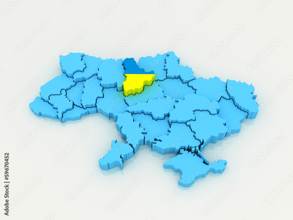 Fototapeta mapa świata dla dzieci ukraine regions 3d map | Fototapety ...