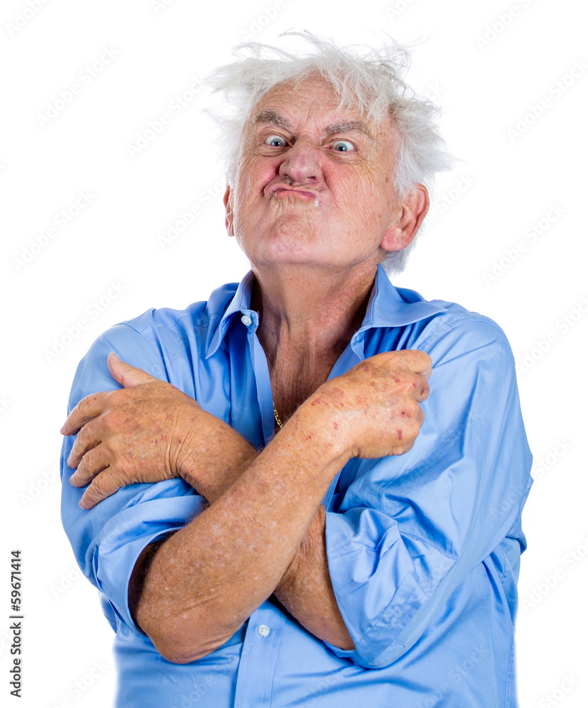 Crazy, upset, agitated, unhinged elderly, senior man Stock Photo ...