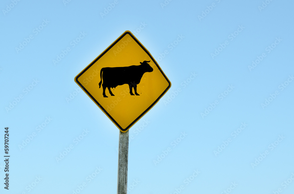 Cattle crossing - Road sign Stock Photo | Adobe Stock