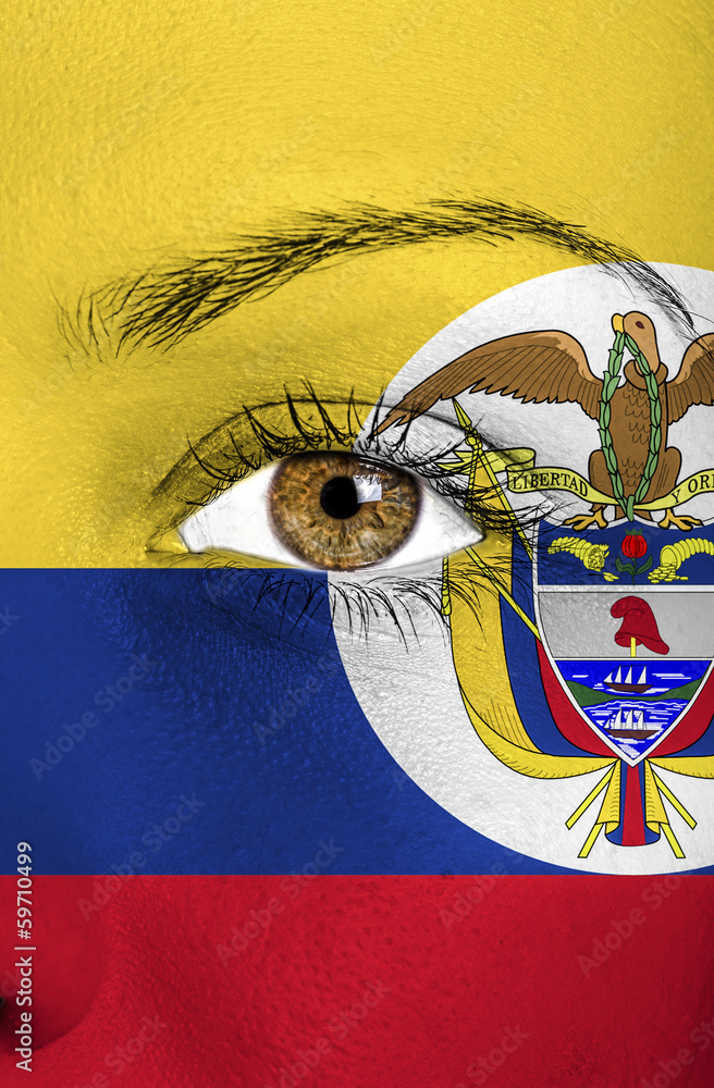 Colombia or Colombian flag painted over female face Stock Photo | Adobe ...