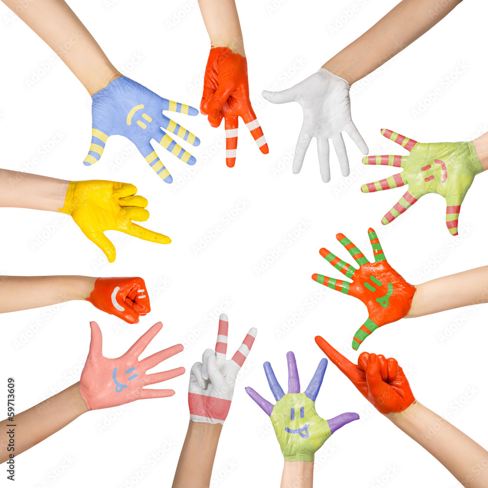 painted children's hands Stock Photo | Adobe Stock