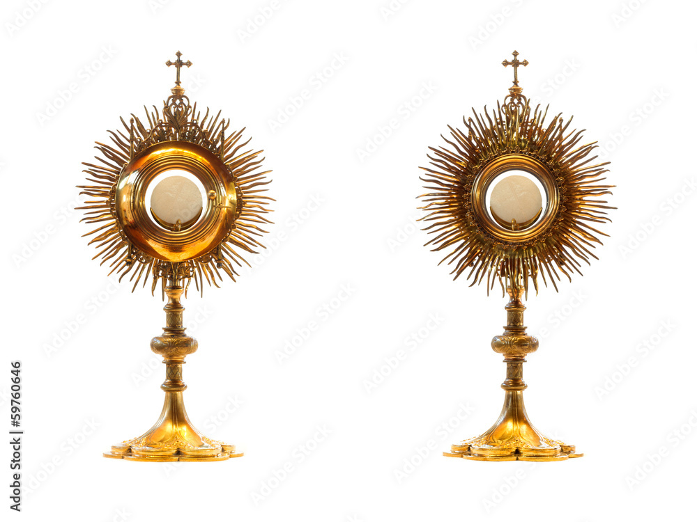 Liturgical vessel gold monstrance - isolated Stock Photo | Adobe Stock