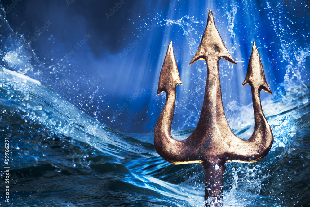 Trident on a dramatic background Stock Photo | Adobe Stock