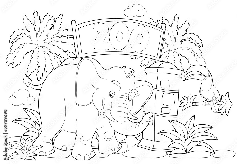 Coloring page - the zoo - illustration for the children Stock ...