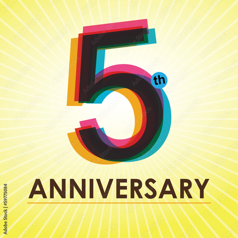 5th Anniversary poster / template design in retro style Stock Vector ...