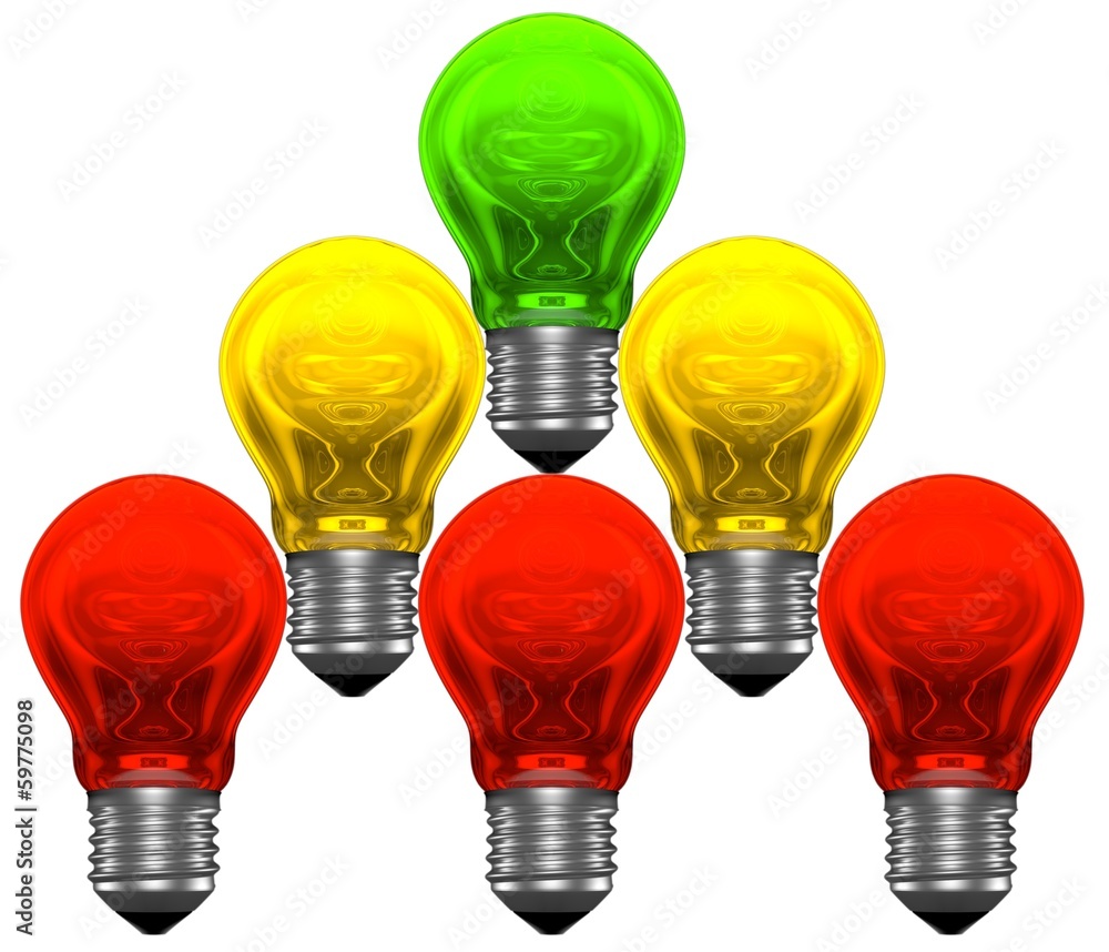 Pyramid of red, yellow and green light bulbs Stock Illustration | Adobe ...