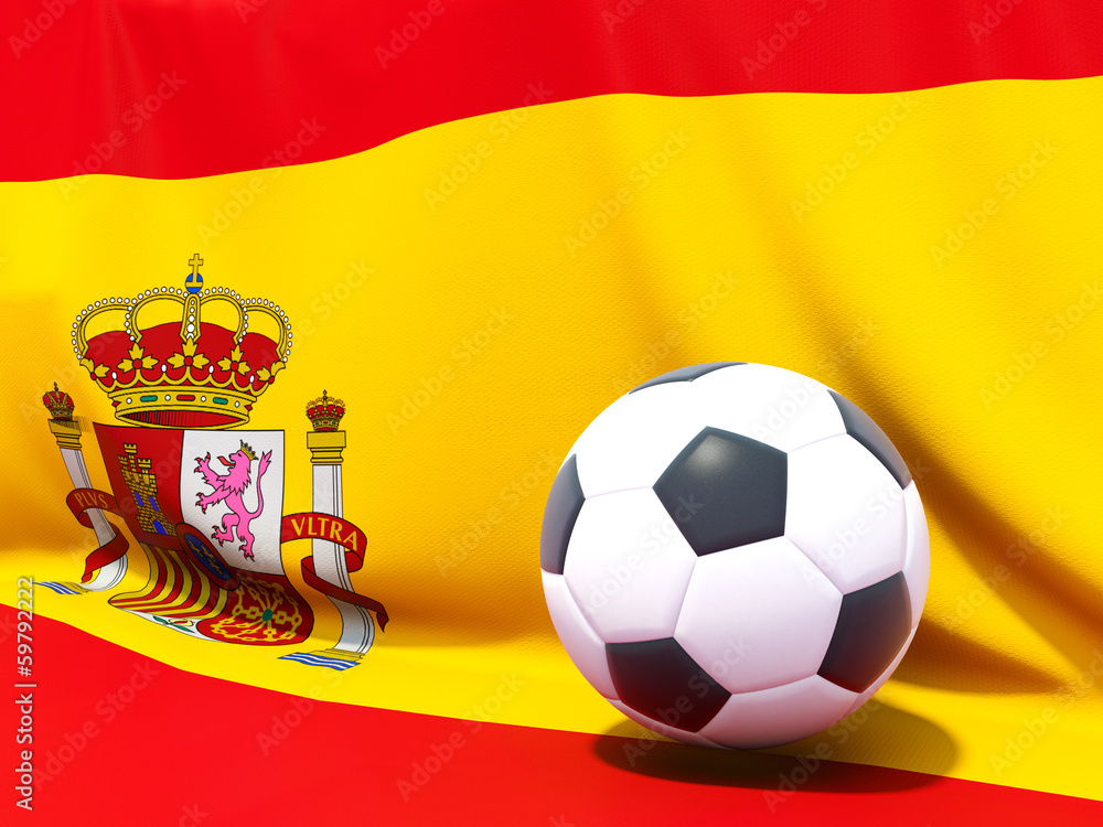 Flag of spain with football in front of it Stock-Illustration | Adobe Stock