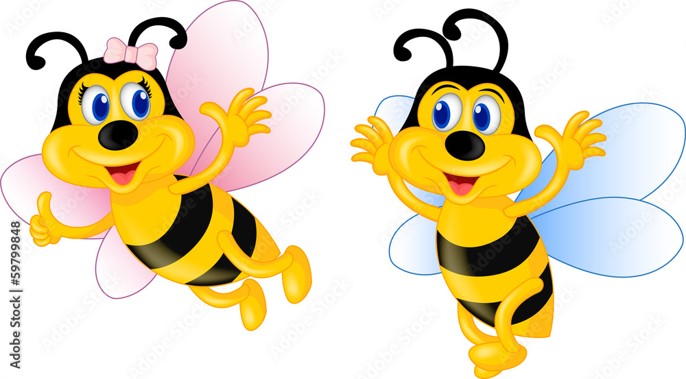 Flying Bee Cartoon Stock Vector | Adobe Stock