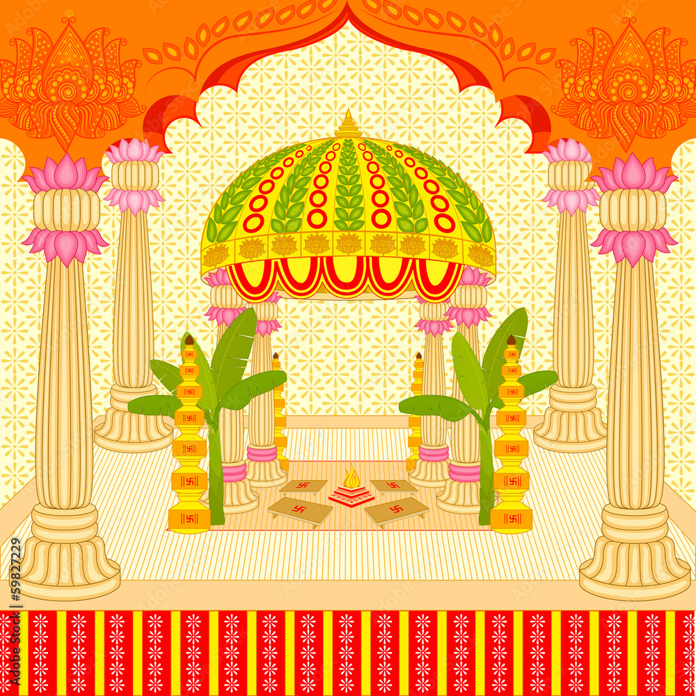 vector illustration of Indian wedding mandap (stage) Stock Vector ...
