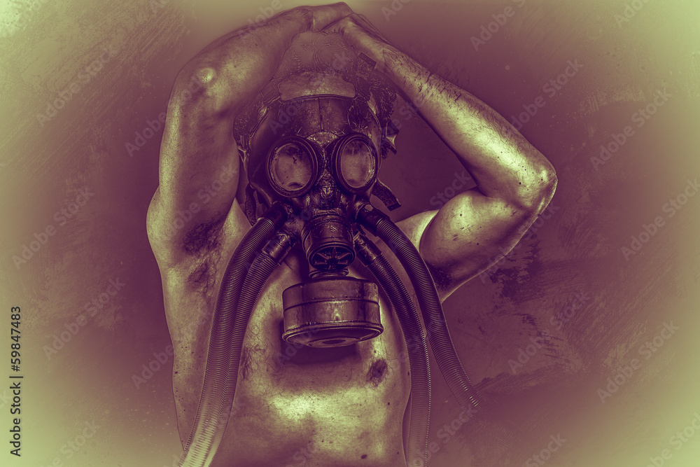 Toxic, gas mask, Male model, evil, blind, fallen angel of death Stock ...