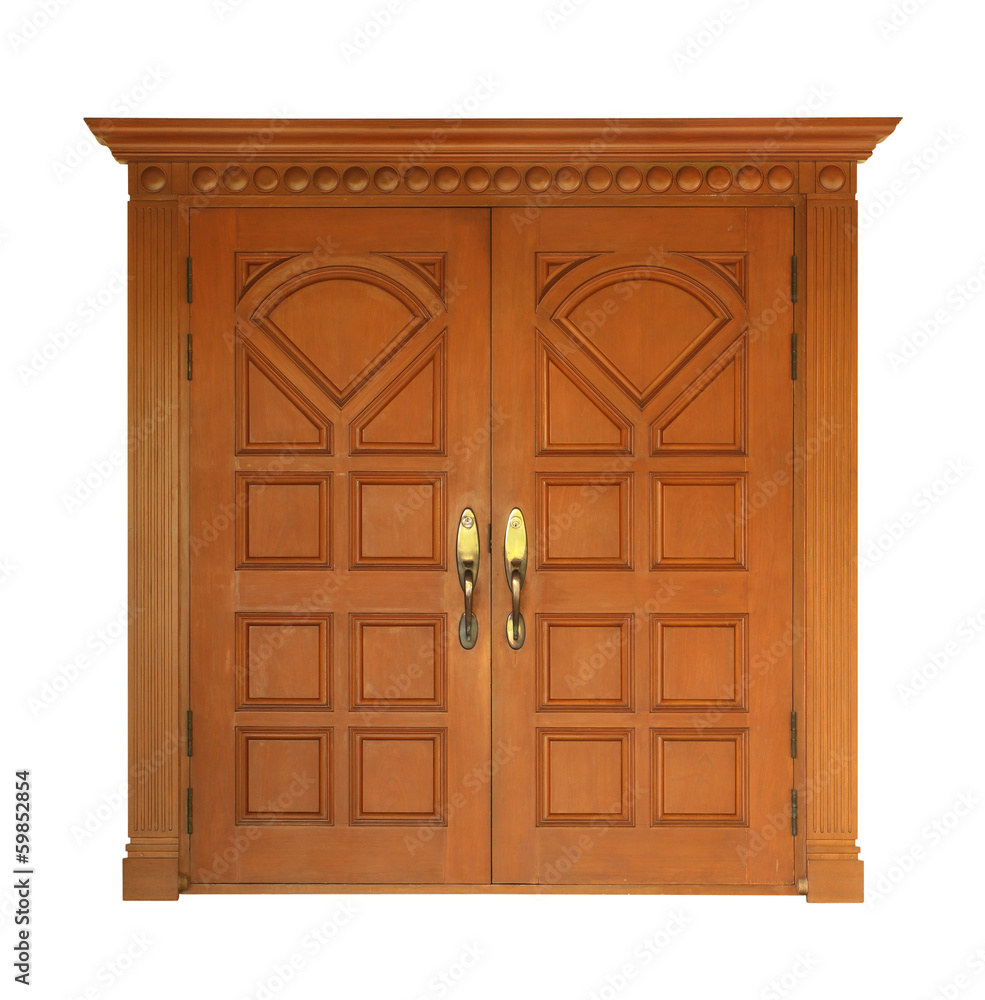 Double wooden door (with clipping path) isolated on white backgr Stock ...