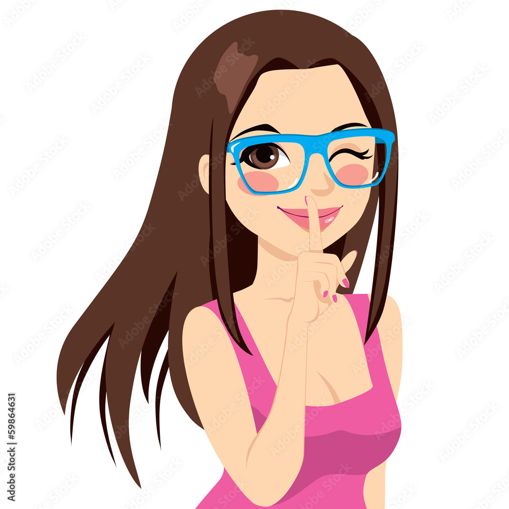 Beautiful Girl Winking Stock Vector | Adobe Stock