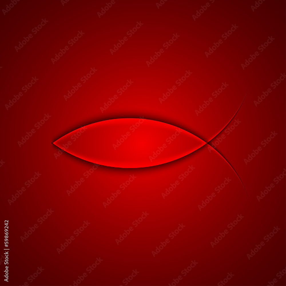Vector christian fish simbol on red background. Eps10 Stock Vector ...