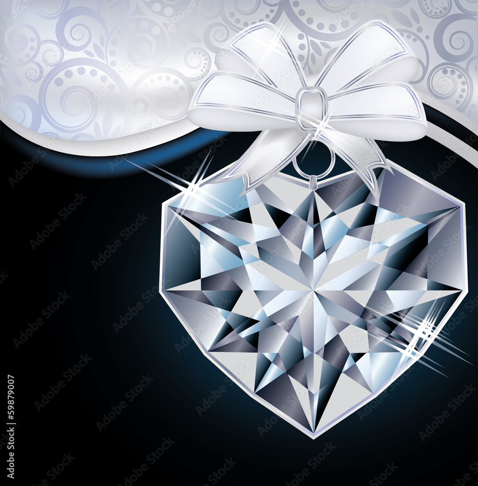 Valentine day card with diamond heart, vector illustration Stock Vector ...