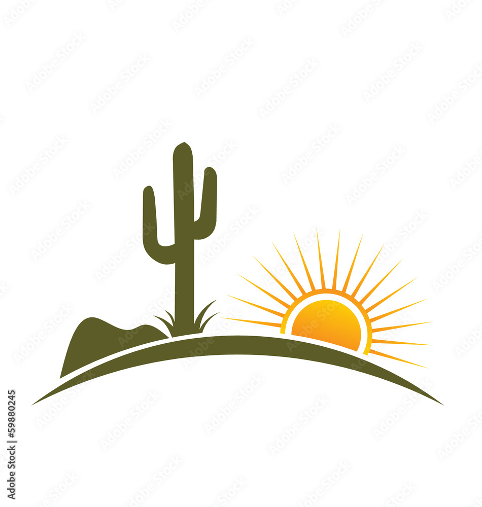 Logo Vector Desert design elements with sun Stock Vector | Adobe Stock