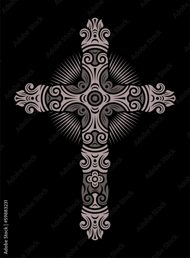 Antique Cross Ornament Stock Vector | Adobe Stock