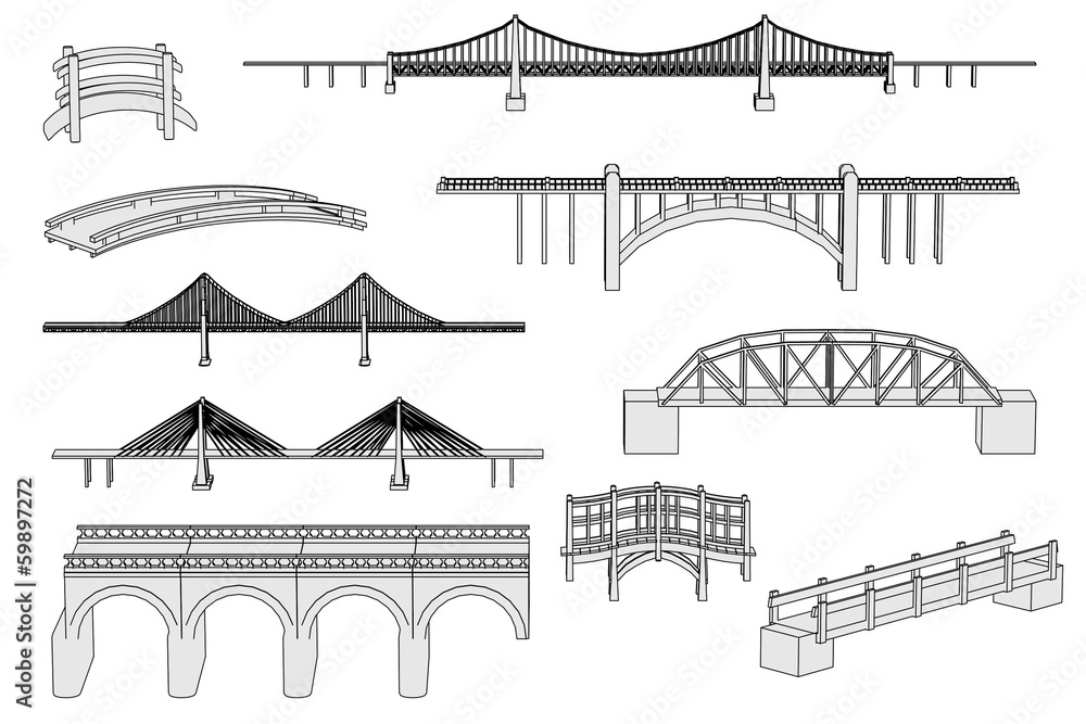 cartoon image of bridges set Stock Illustration | Adobe Stock