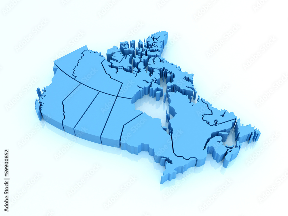 Three-dimensional map of Canada on white background. 3d map Stock Photo ...