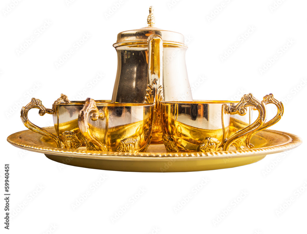 Old Middle Eastern tea set over white background Stock Photo | Adobe Stock