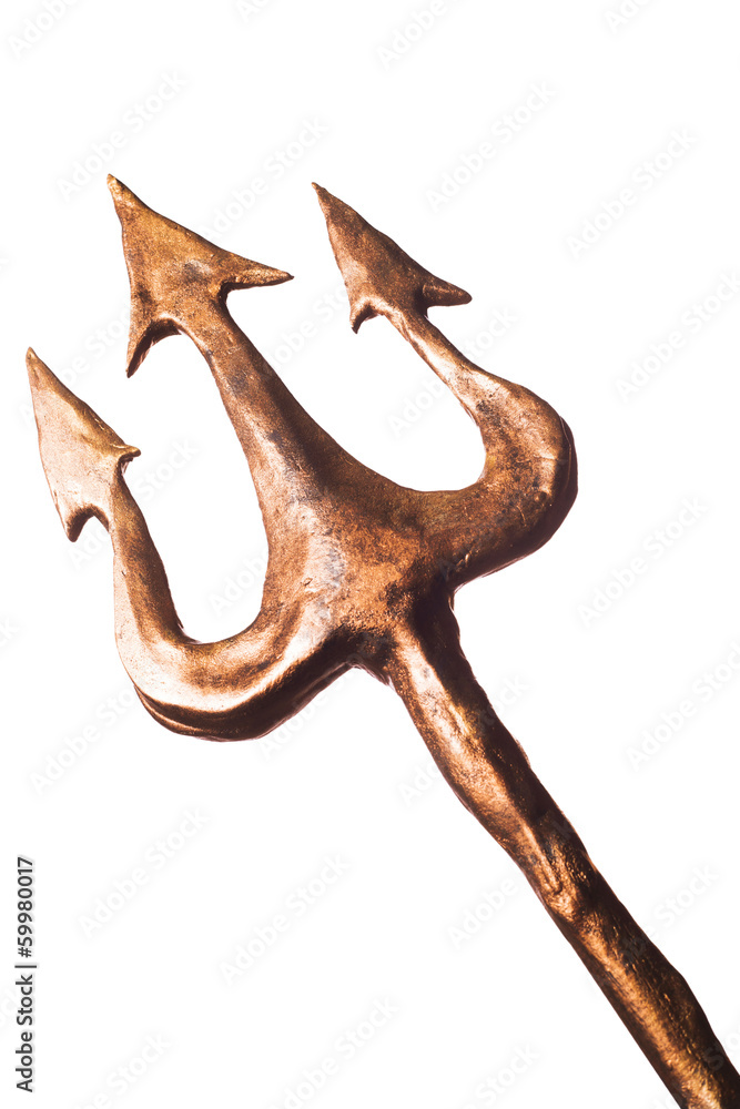 gold trident on white background Stock Photo | Adobe Stock