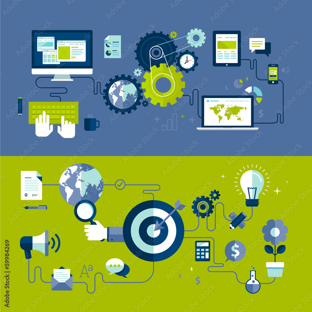 Design concepts of web design and internet advertising process Stock ...